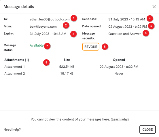 Message access details