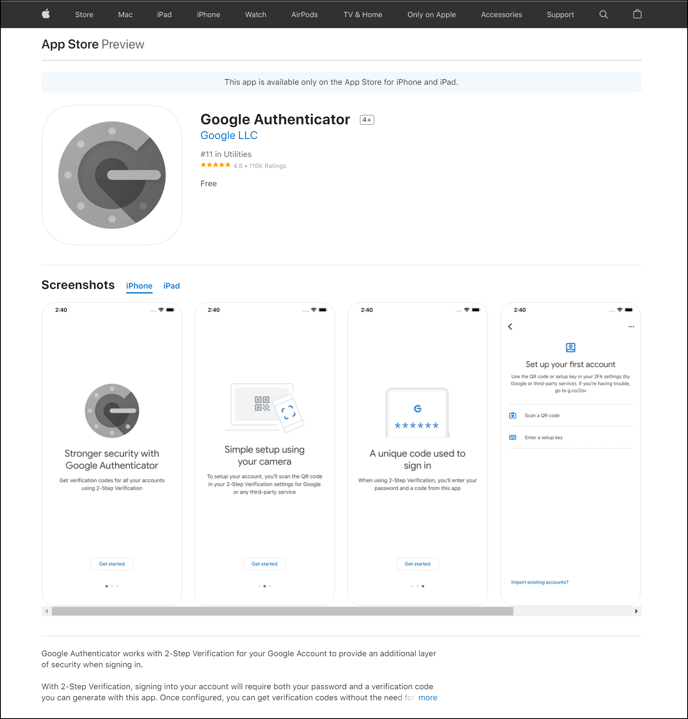 Using Google Authenticator for 2FA