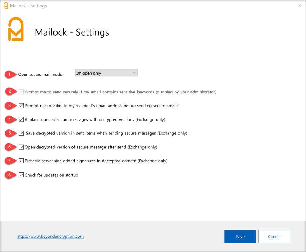 Outlook Add-In Settings