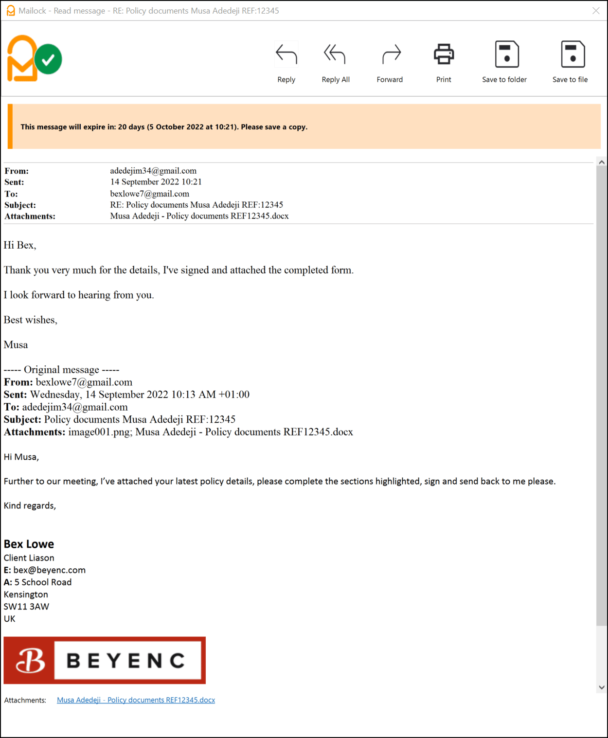 How to save an unencrypted copy of a message with the Outlook add-in