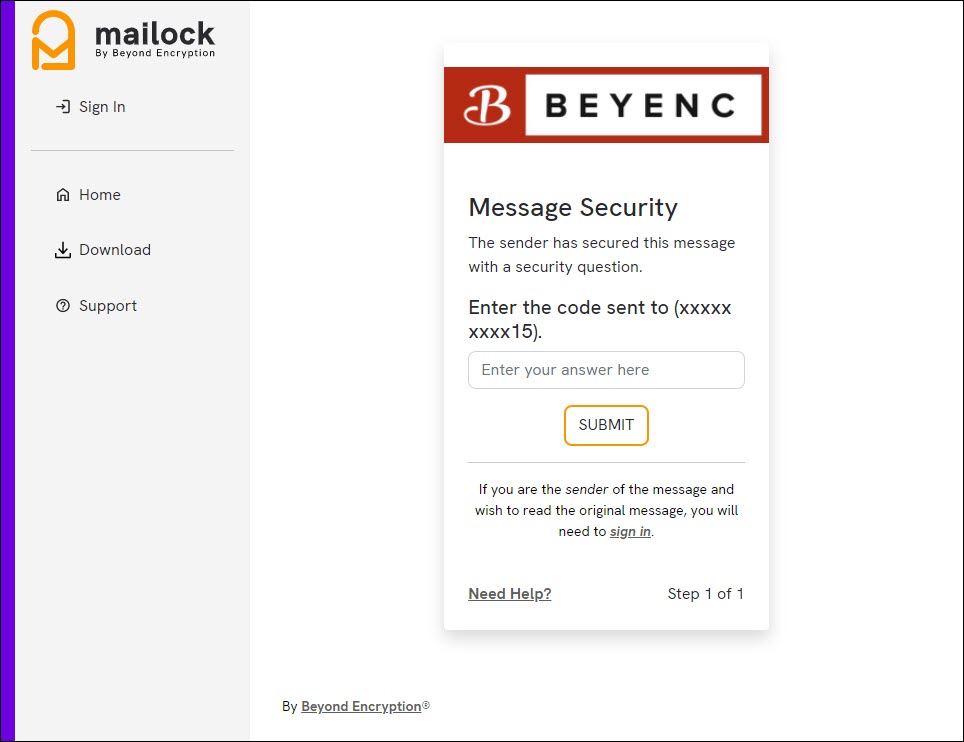 Opening a message with an SMS code