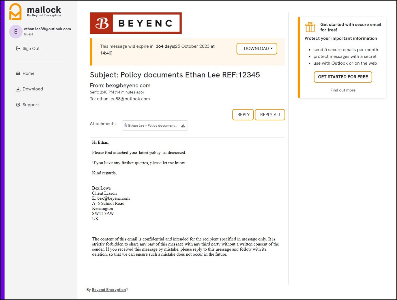 Opening a Secure Message