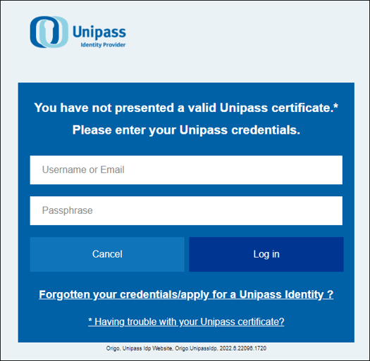 Opening an email by signing in With Unipass Id