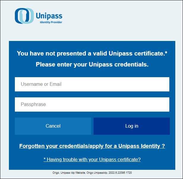 Opening an email by signing in With Unipass Id