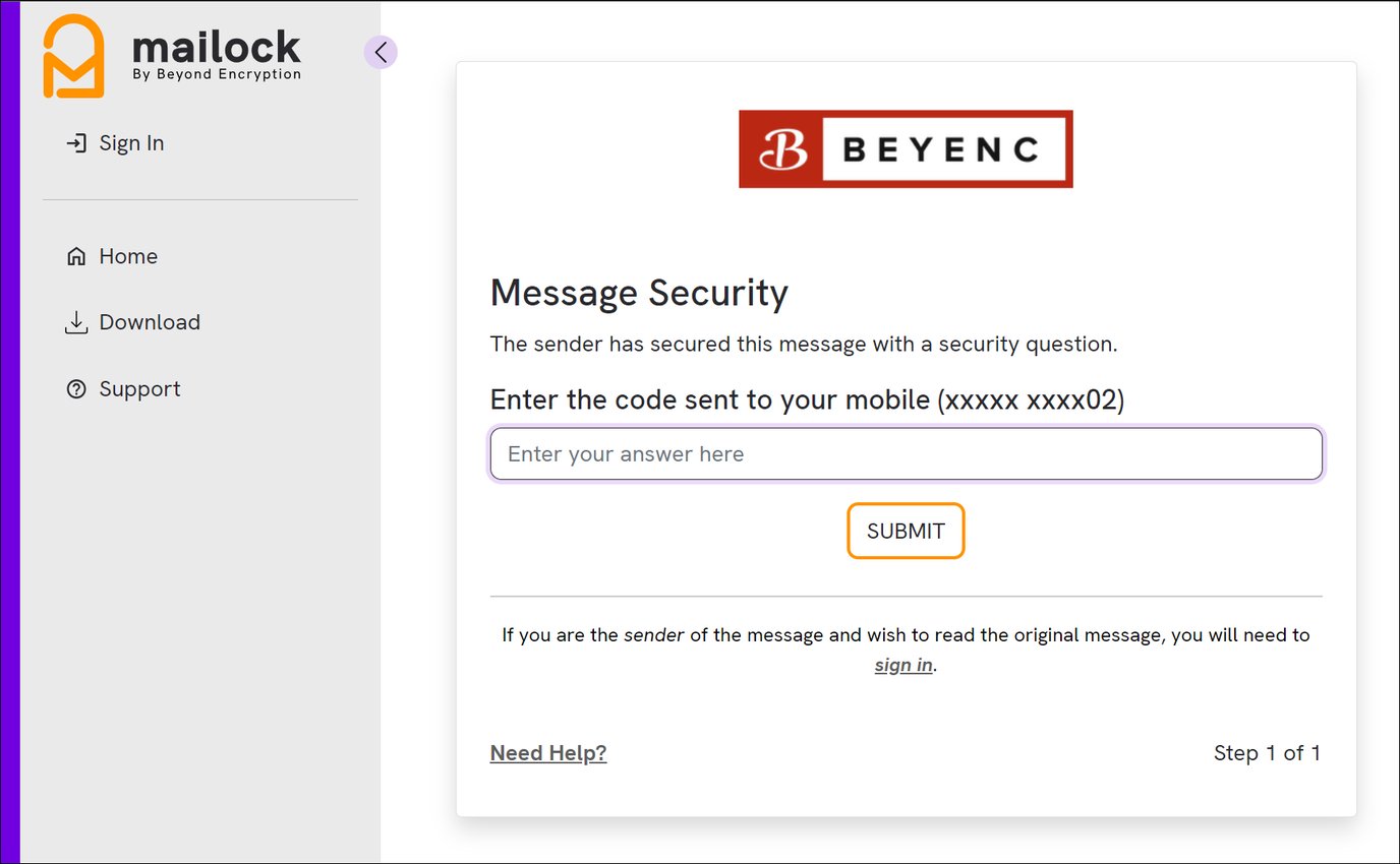 Opening a message with an SMS code