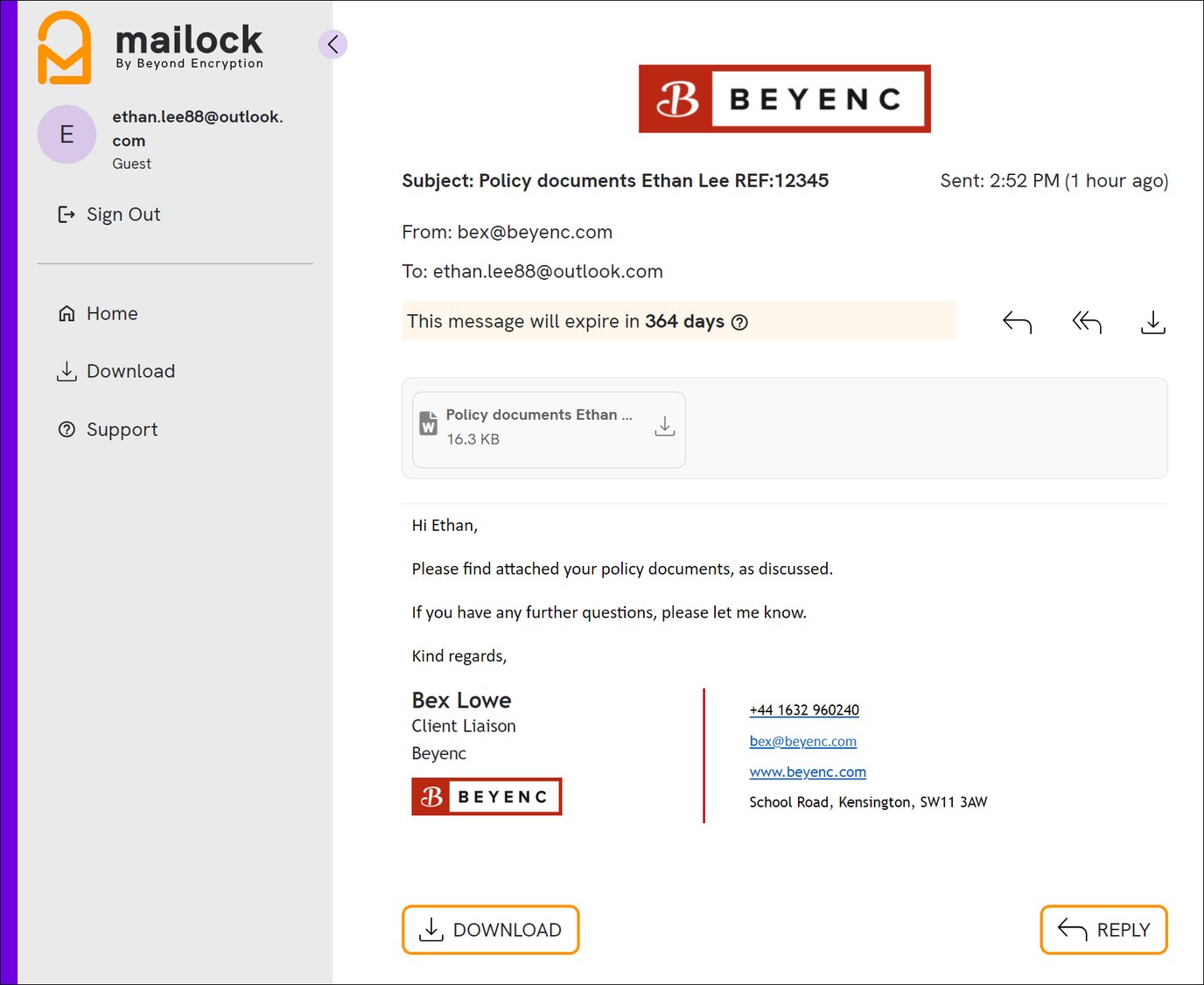 Opening a message with an SMS code