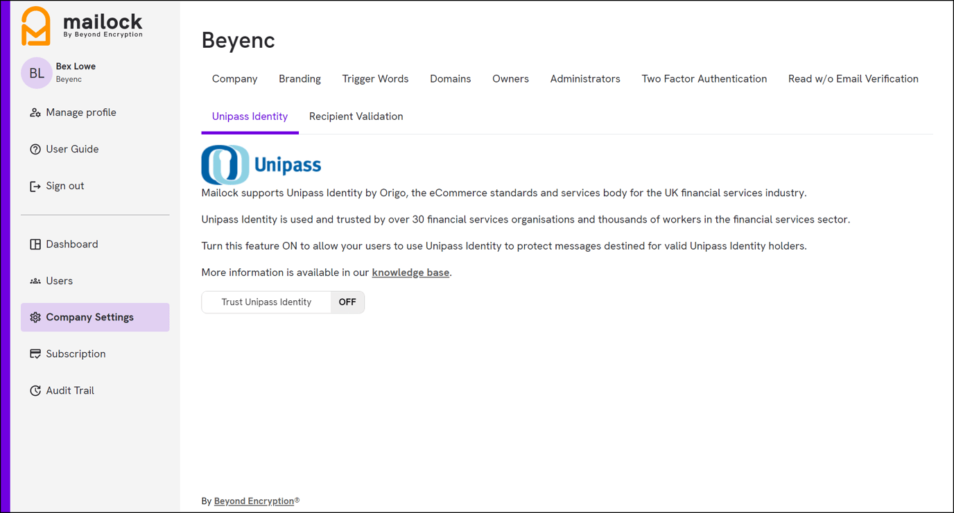 Trusting Unipass Identity