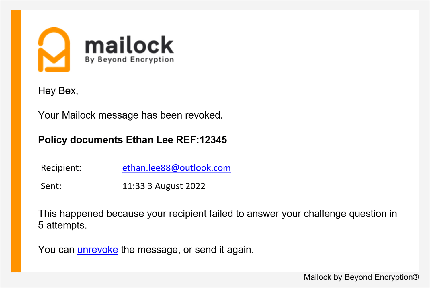Unrevoke an email using the Outlook add-in