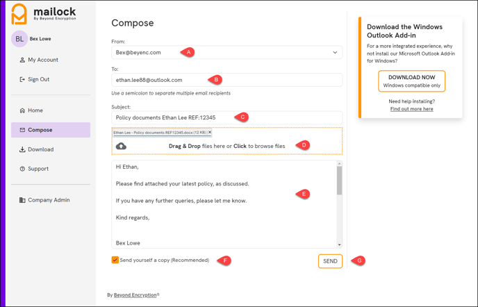 Using a Web Browser to Send Messages with Mailock