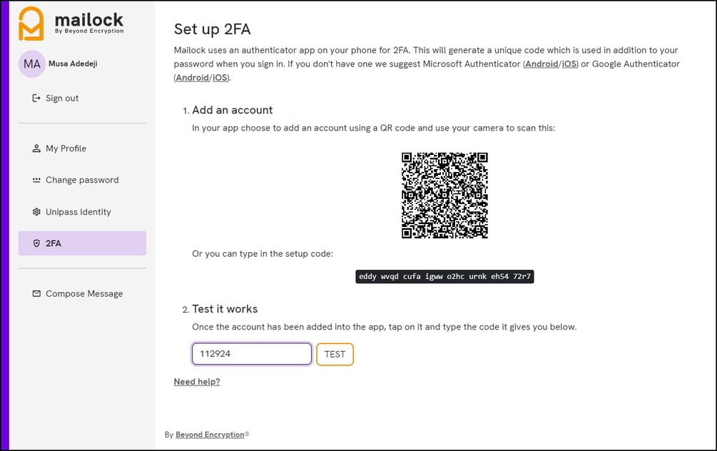 Using Google authenticator for 2FA