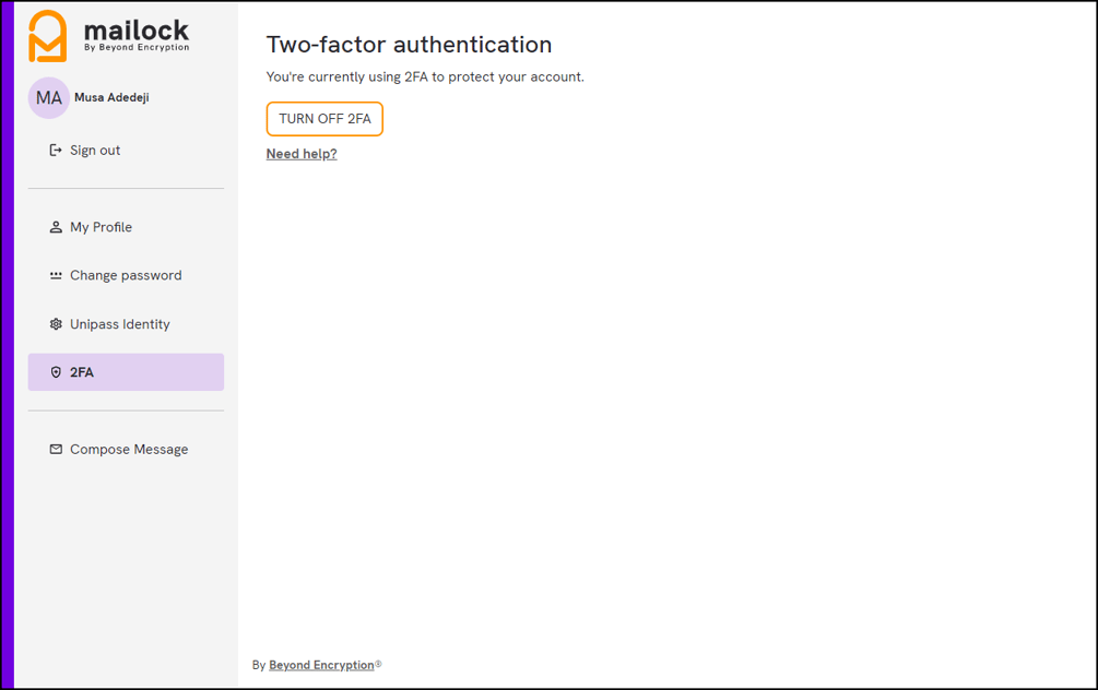 Using Microsoft authenticator for 2FA