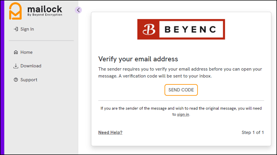 Opening your message using email verification
