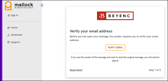 Opening a secure message