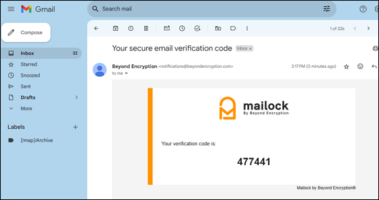 Opening your message using email verification