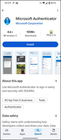 Using Microsoft authenticator for 2FA