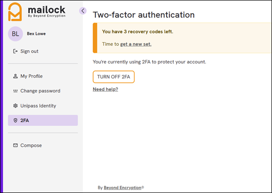 How to reset recovery codes for my 2FA