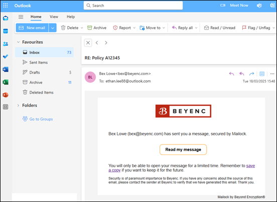 Opening your message using email verification