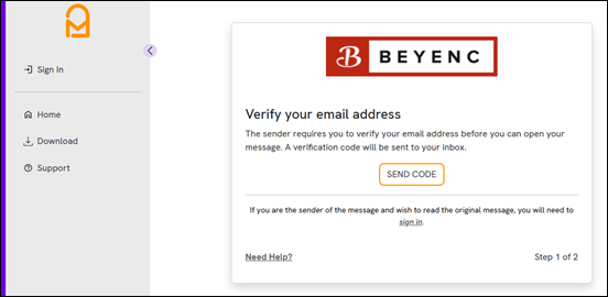Opening your message using email verification