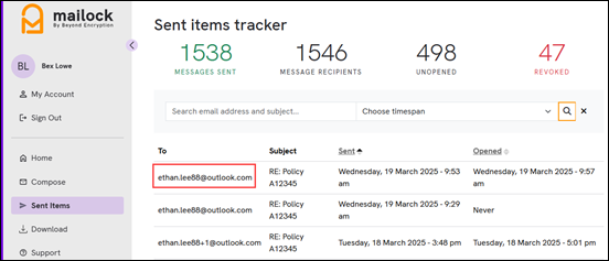 Message access details