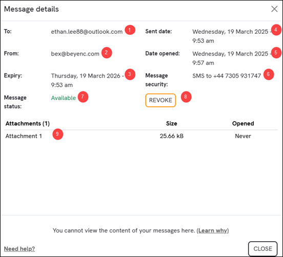Message access details